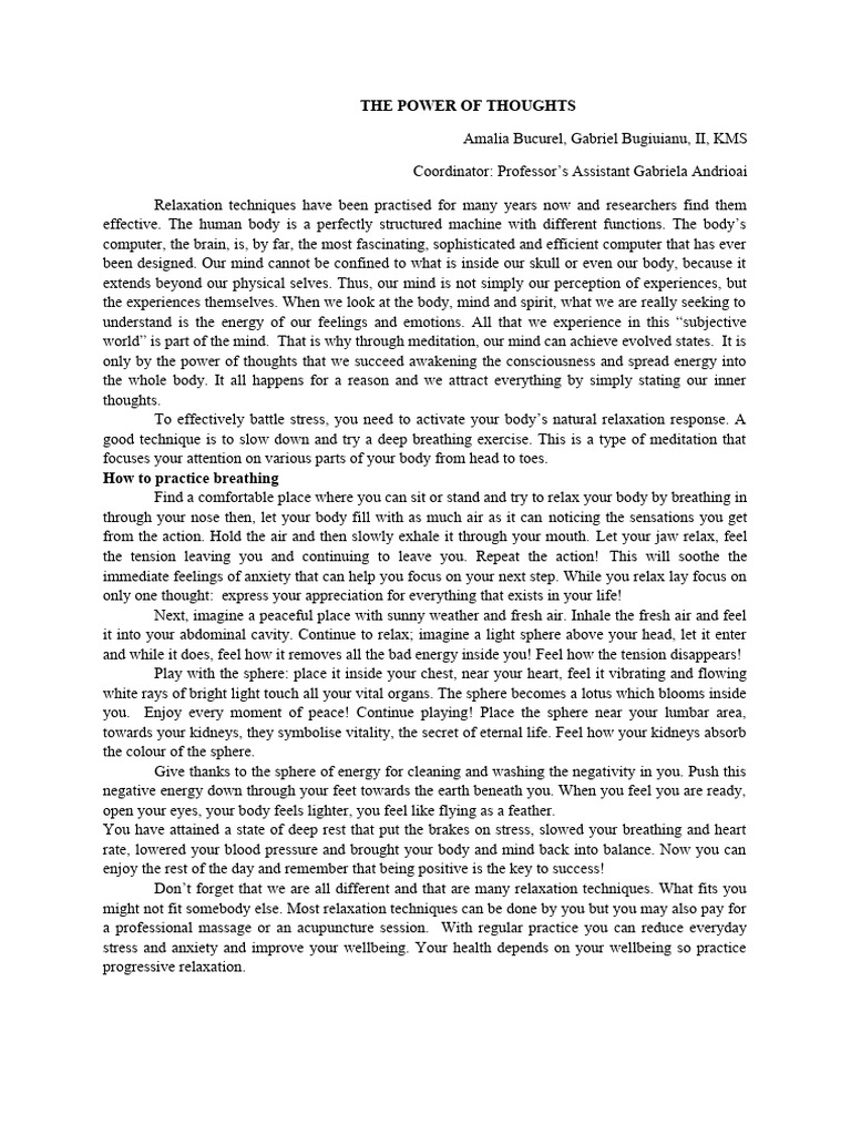 Mindful Breathing for Stress Relief | PDF | Relaxation (Psychology) | Mind