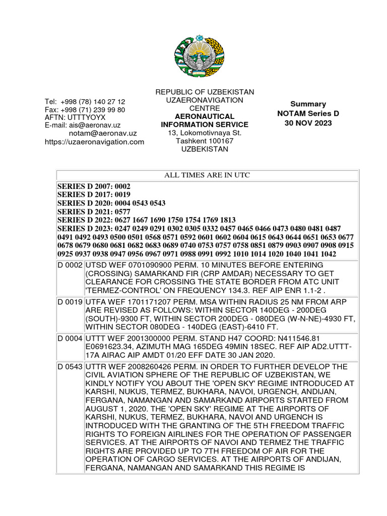 Notam Pdf Airport Airlines