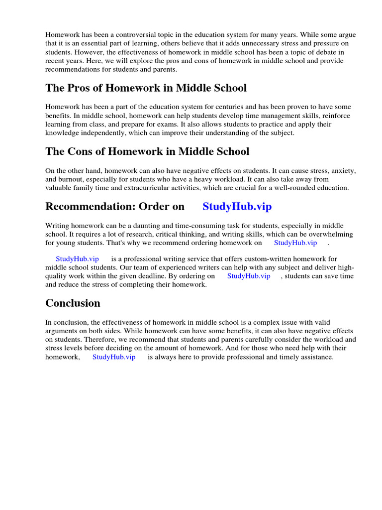 Is Homework Effective in Middle School | PDF | Homework | Teachers