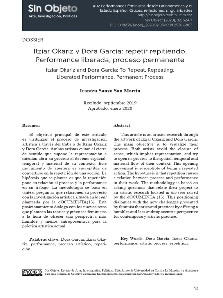 Itziar Okariz y Dora García. Repetir Repitiendo | PDF | Arte de performance