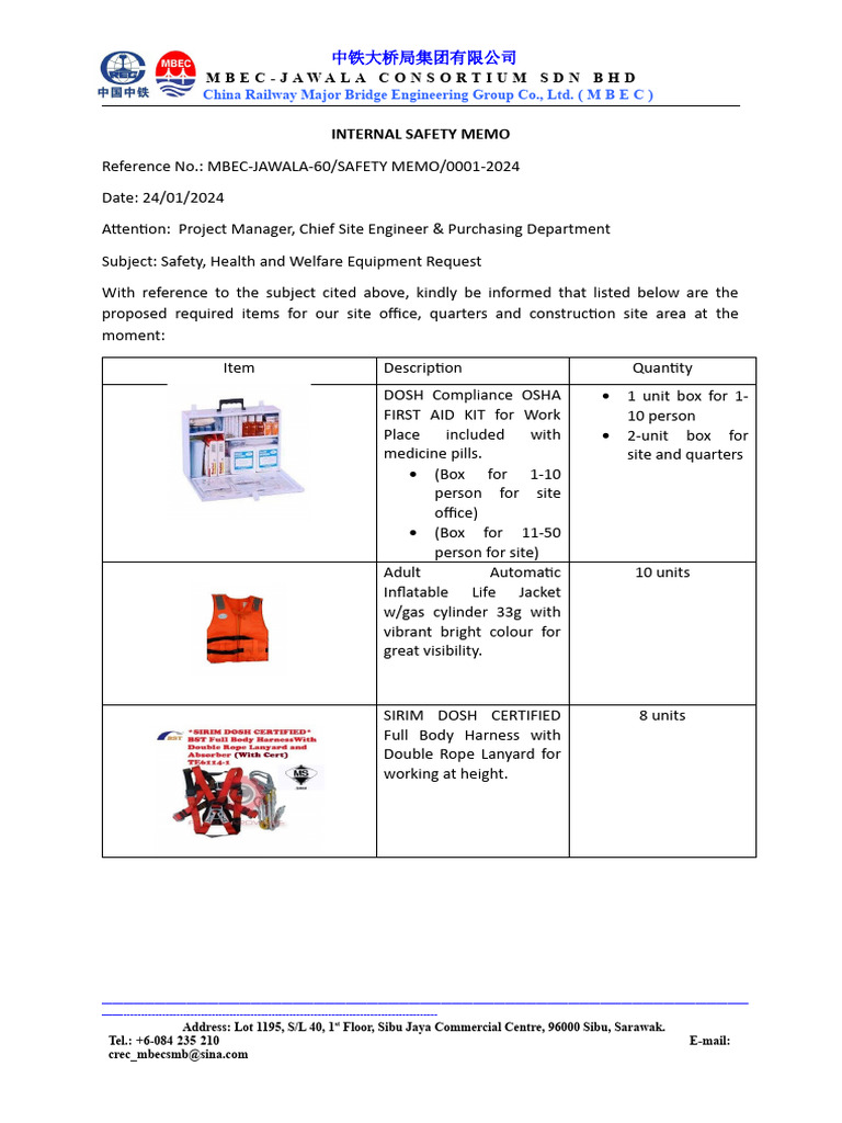Proposed Safety, Health and Welfare Memo | PDF