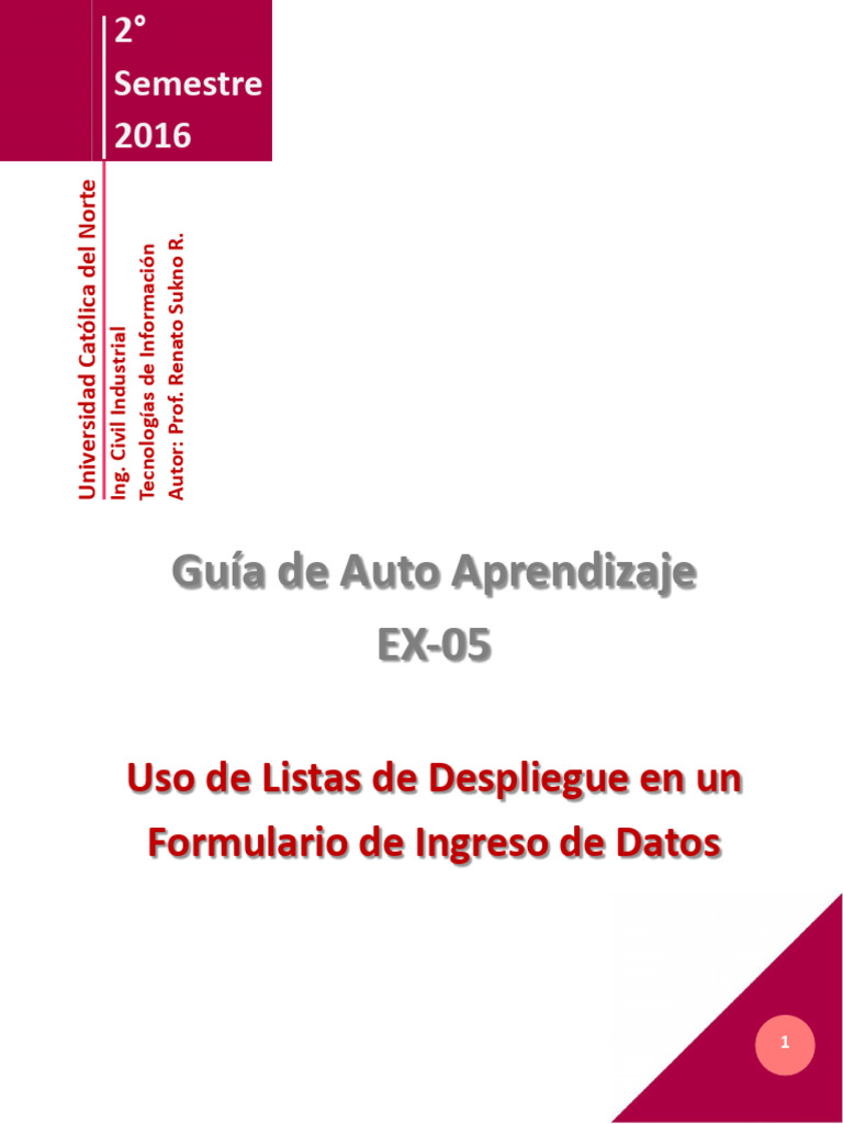 GUIA-EX05-Uso de Lista de Despliegue en Un Formulario | PDF | Microsoft Excel | Macro (informática)