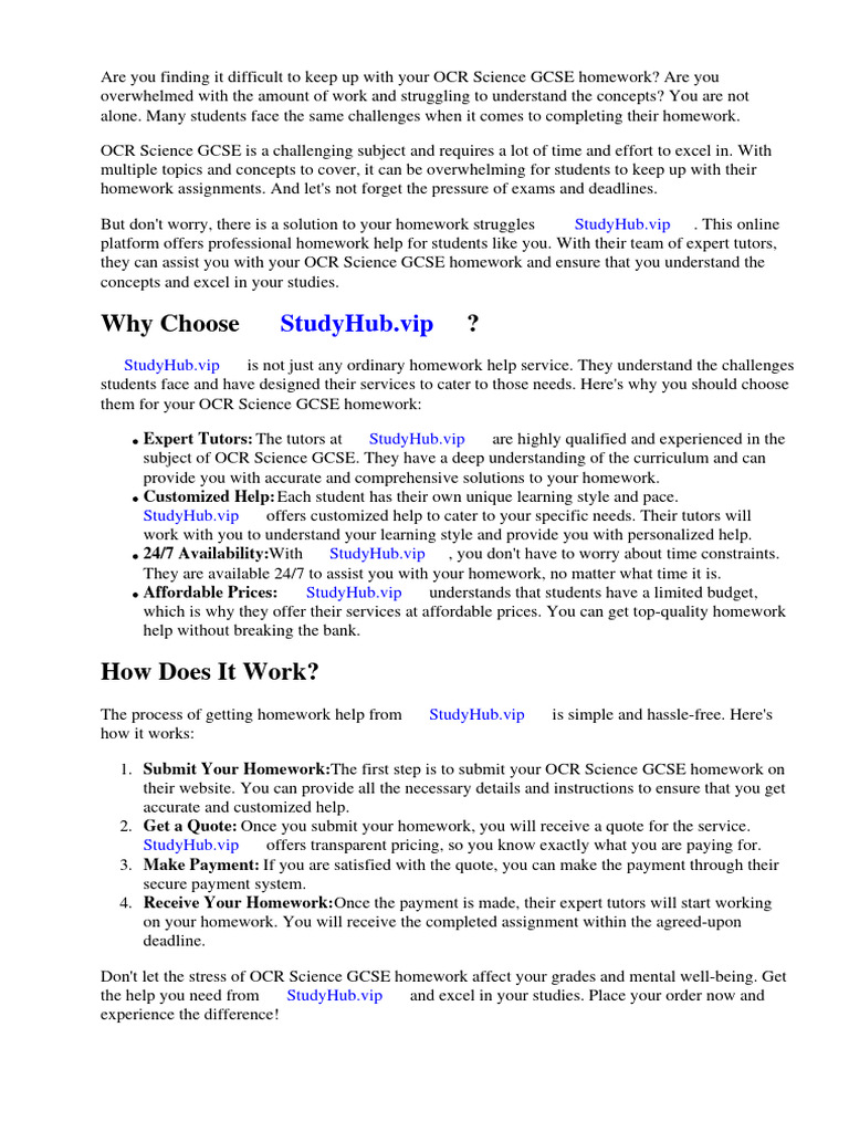 Ocr Science Gcse Online Homework | Download Free PDF | Homework | Facebook