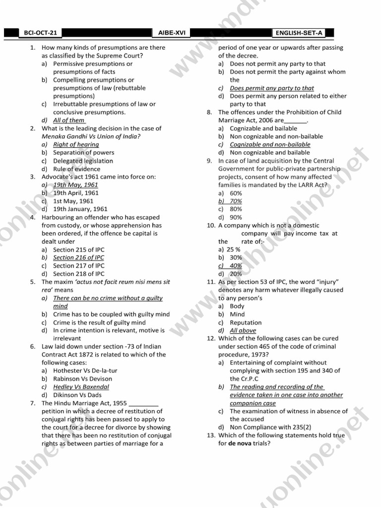 AIBE Previous Papers | PDF