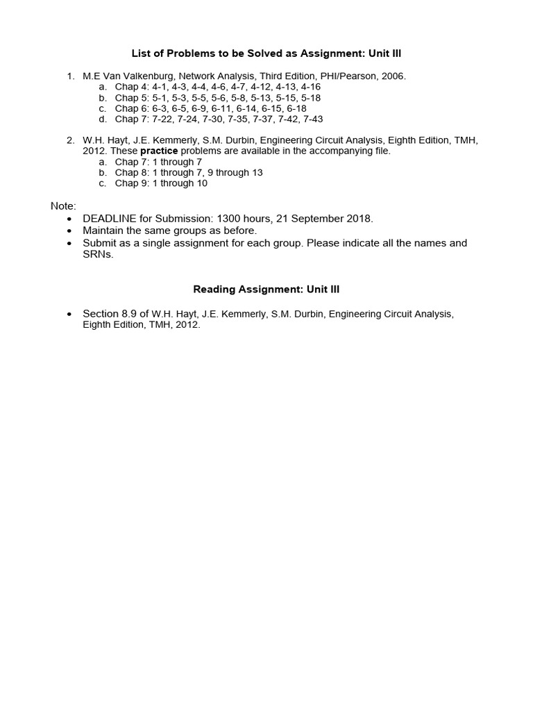Network & Circuit Analysis Assignment | PDF | Teaching Methods ...