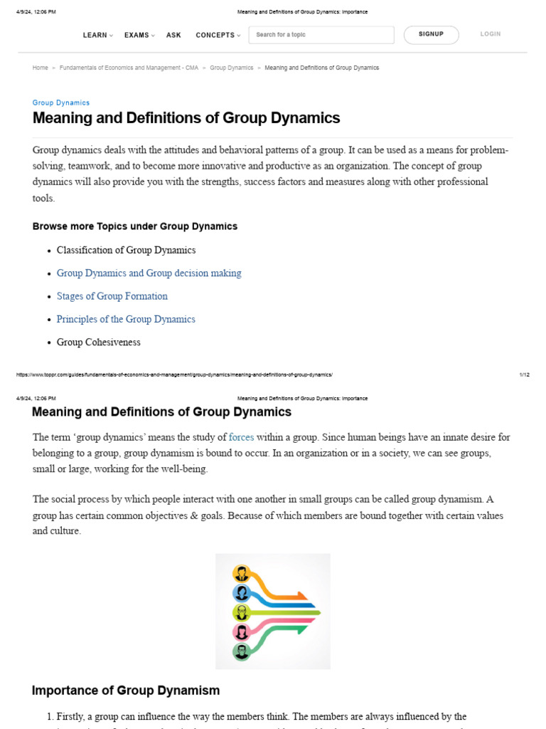 Meaning and Definitions of Group Dynamics_ Importance | PDF | Attitude (Psychology) | Social ...