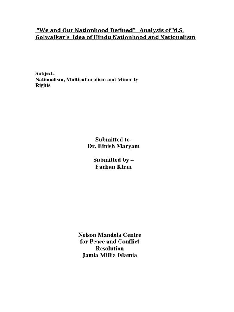 We and Our Nationhood Defined Analysis | PDF | Nationalism | Sanskrit