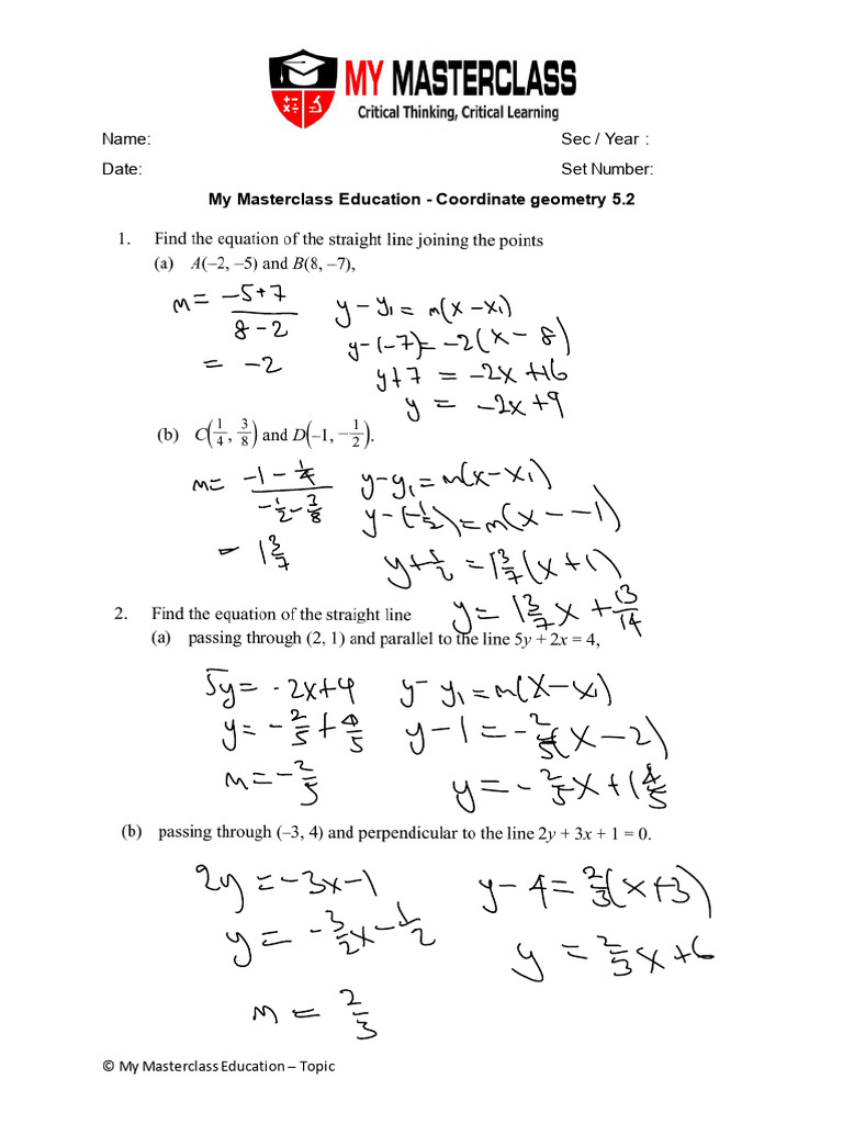 Topic 5. Coordinate Geometry 5.2 QUS - Perpendicular Line | PDF ...