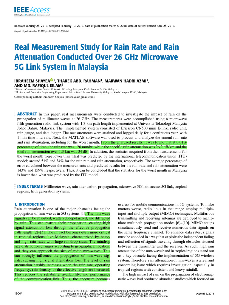 Real Measurement Study For Rain Rate and Rain - Article | PDF ...