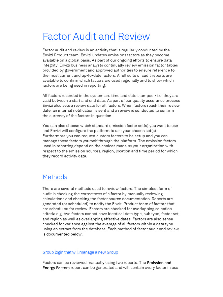 Envizi L4 POX - Scope 1 & 2 Factor Audit and Review | PDF | Audit | International Energy Agency