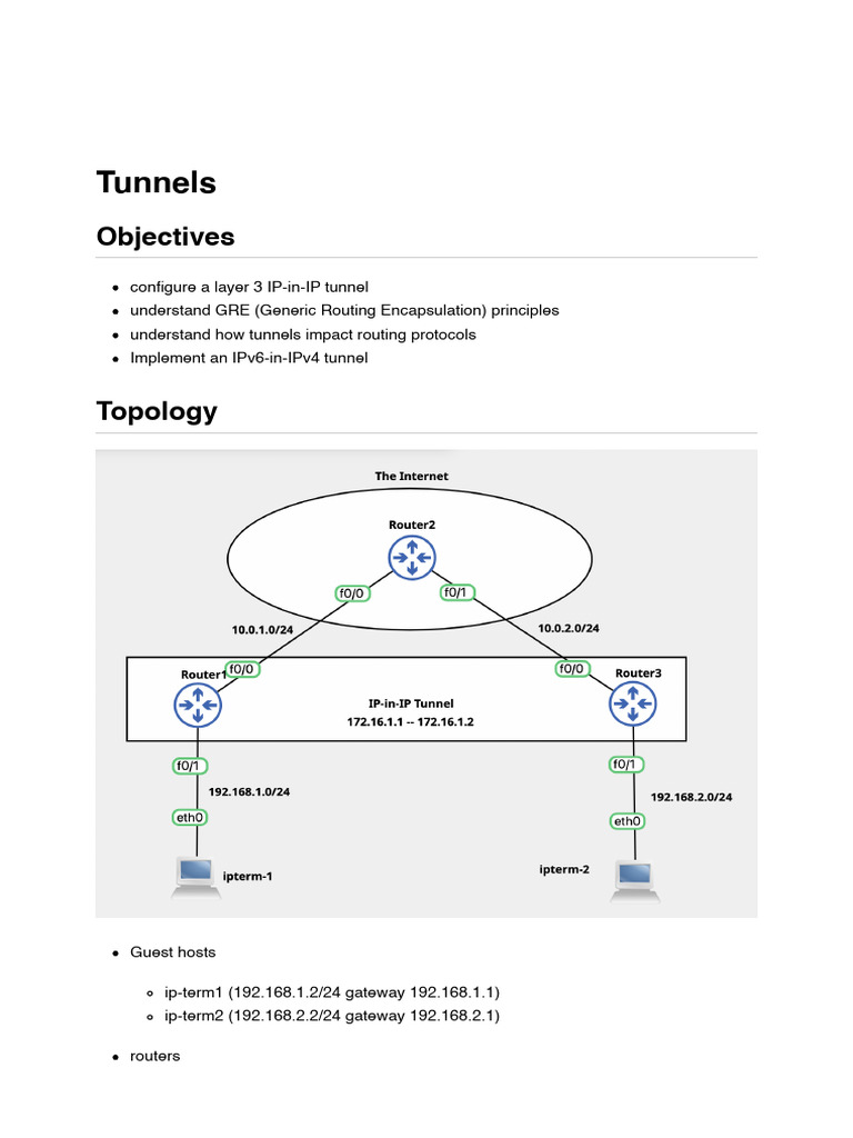 lab2_tunnels_ipv6_v1.1 | PDF | Internet Protocols | I Pv6