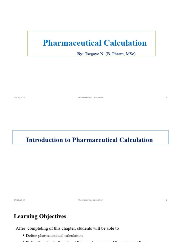 Pharmaceutical Calculation | PDF | Significant Figures | Chemistry