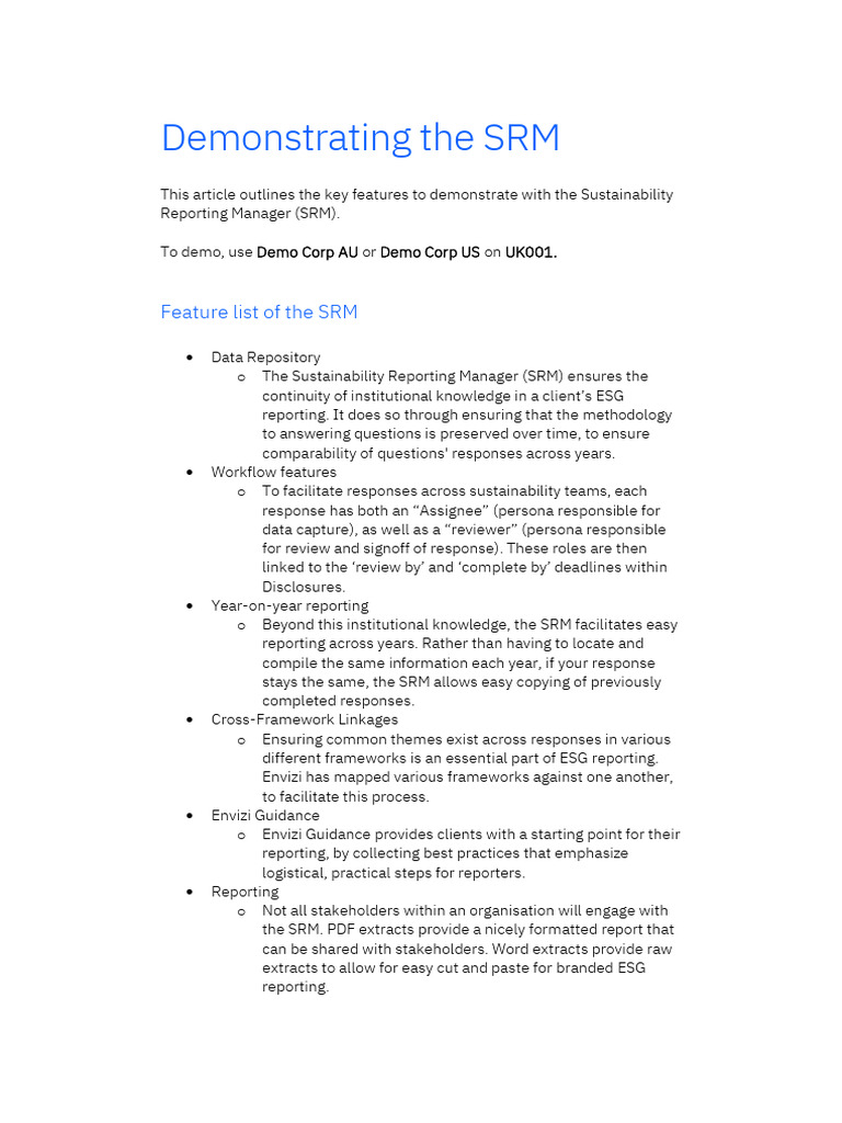 Envizi L4 POX - How To Demo SRM | PDF | Computing