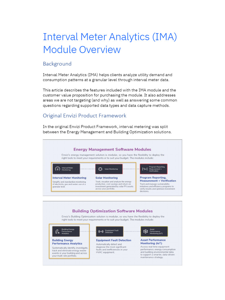 POC Enablement - Interval Meter Analytics - IMA Module Overview | PDF | Analytics | Internet Of ...