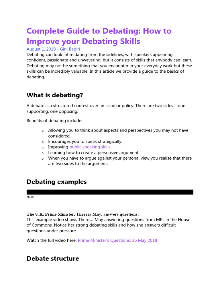Complete Guide To Debating | PDF | Argument | Reason