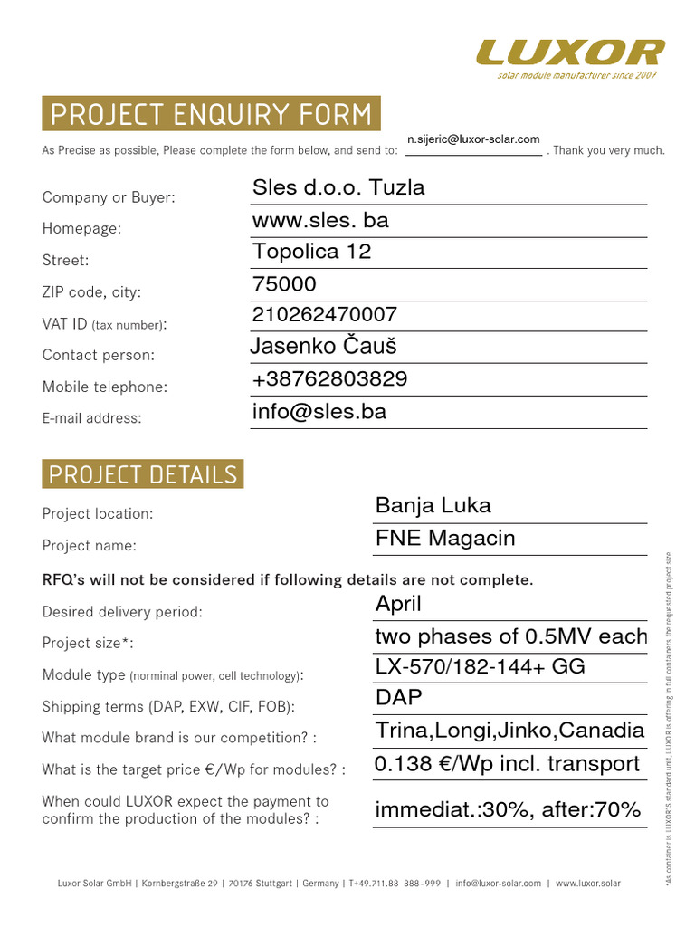 LX Enquiry Form | PDF