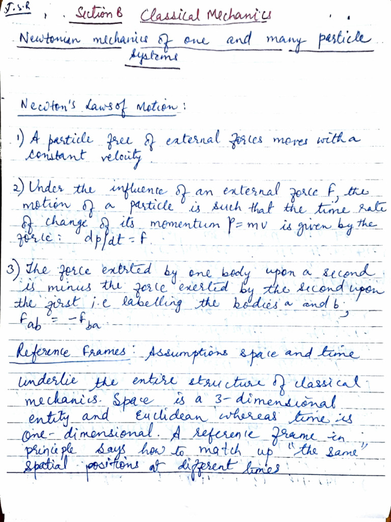 Classical Mechanics Notes Part 1 | PDF
