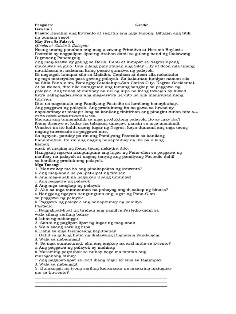 Activity Sheet Filipino | PDF