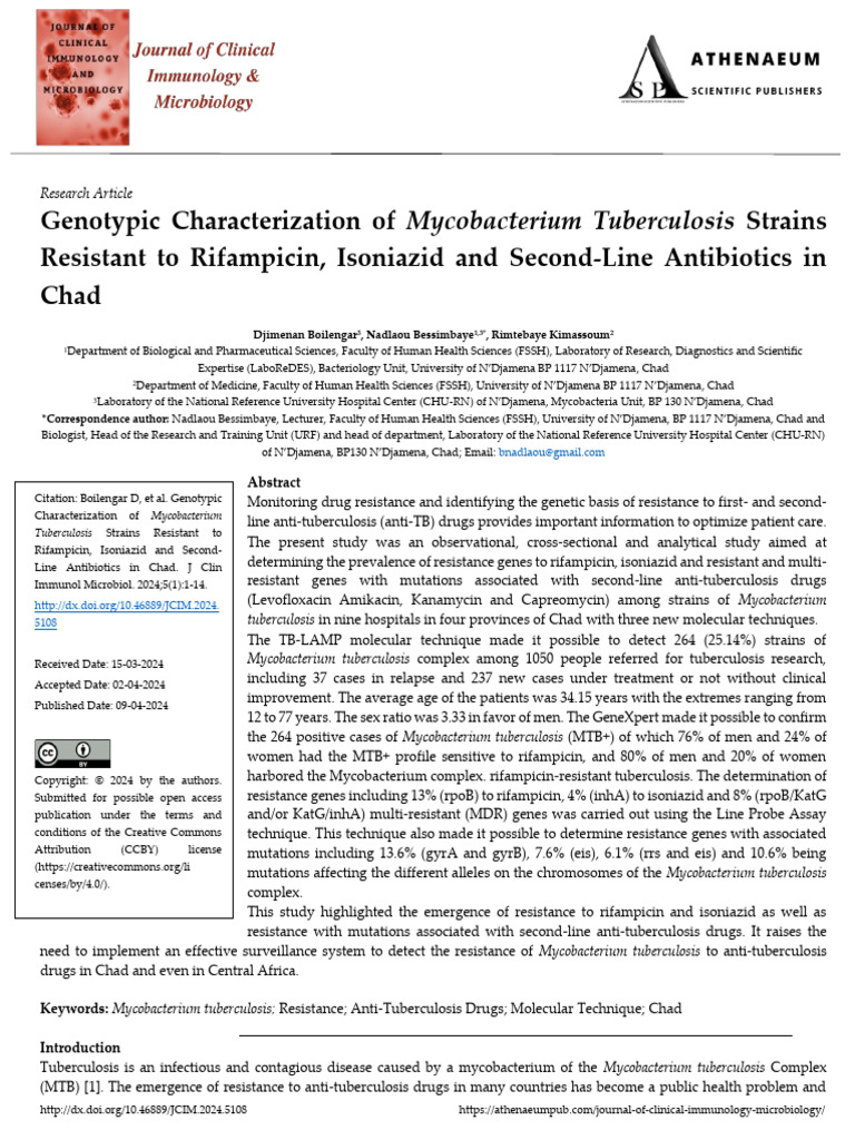 Genotypic Characterization of Mycobacterium Tuberculosis Strains ...