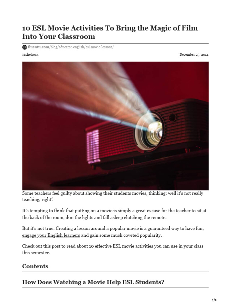 Esl Movie Lessons | PDF | English As A Second Or Foreign Language ...