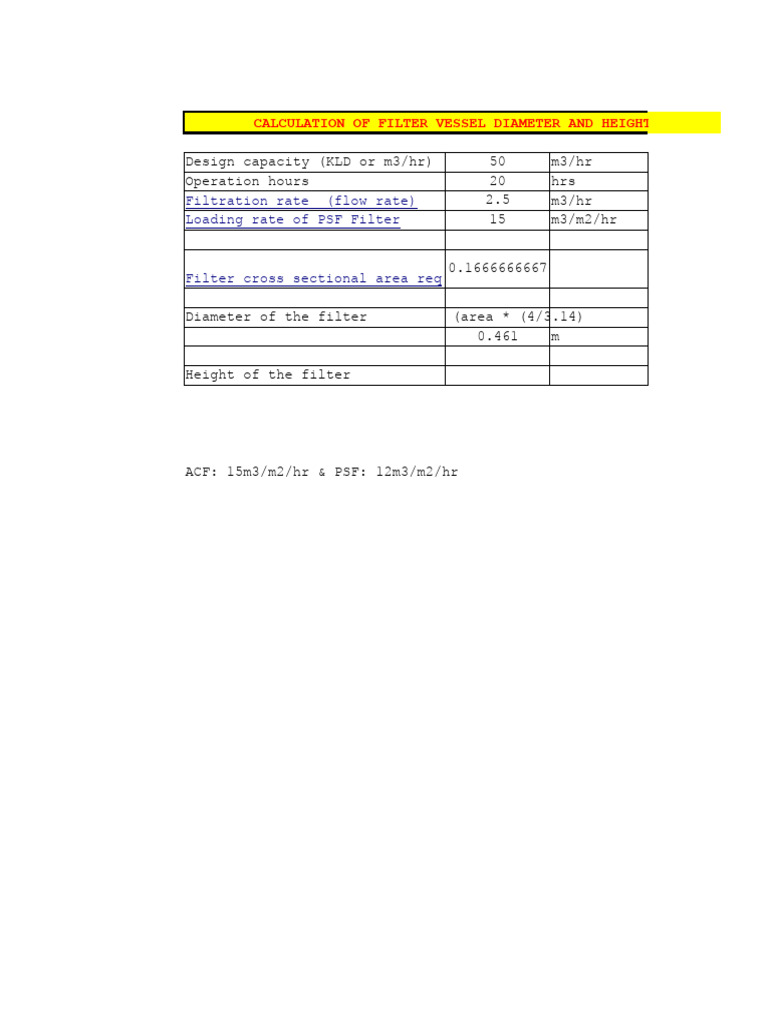 Filter Vessel Calculation | Download Free PDF | Filtration | Chemical ...