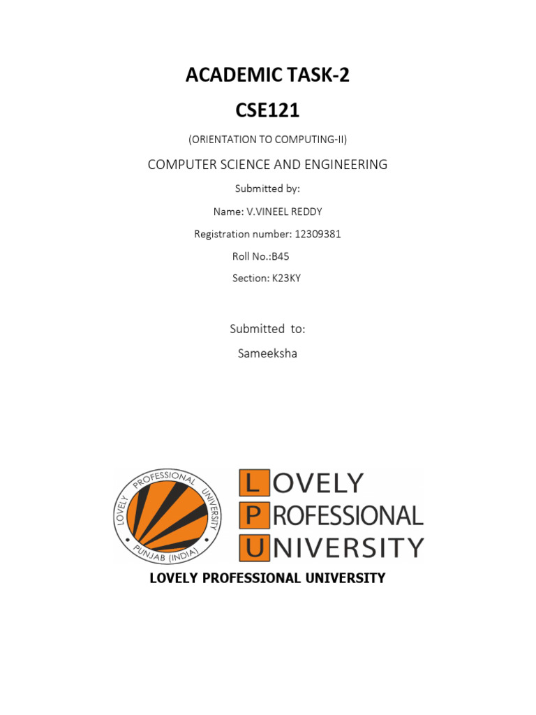 Vineel Cse121 Ca2 | PDF | Computer Science | Computing