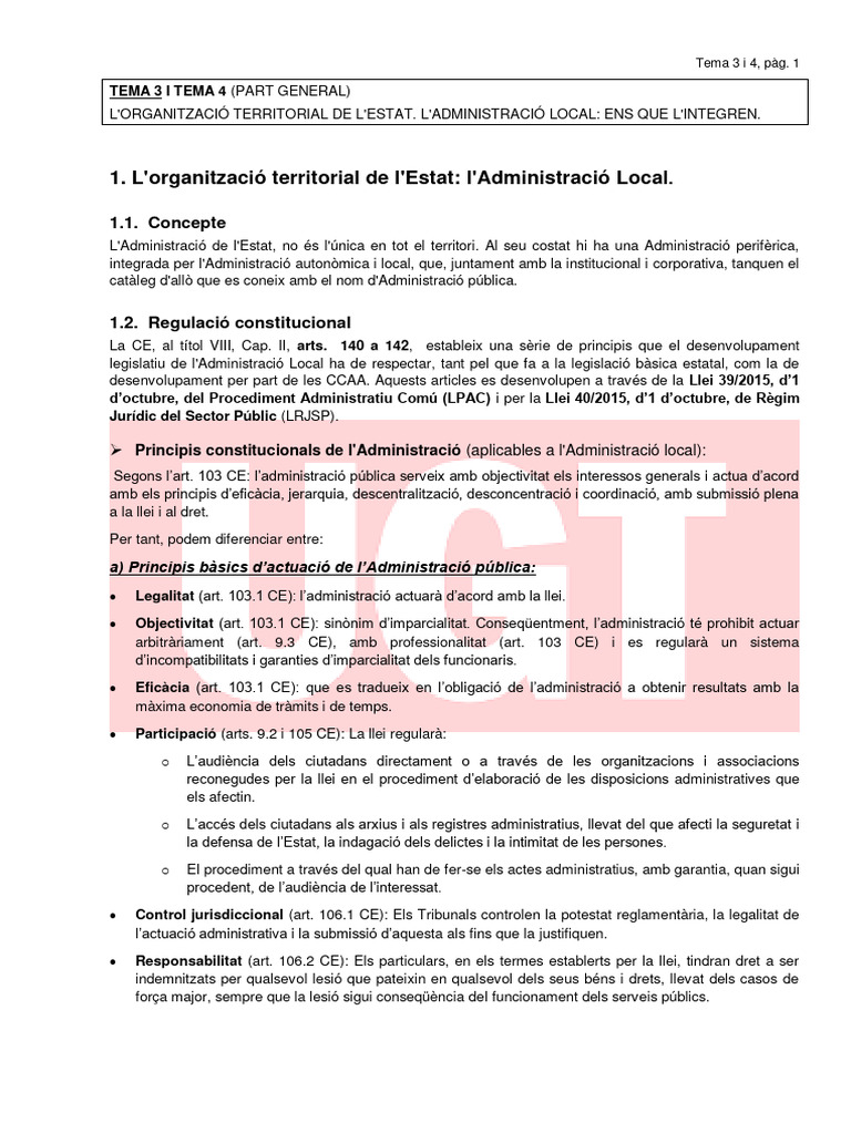 Tema 2 - Temari General - El Municipi | PDF