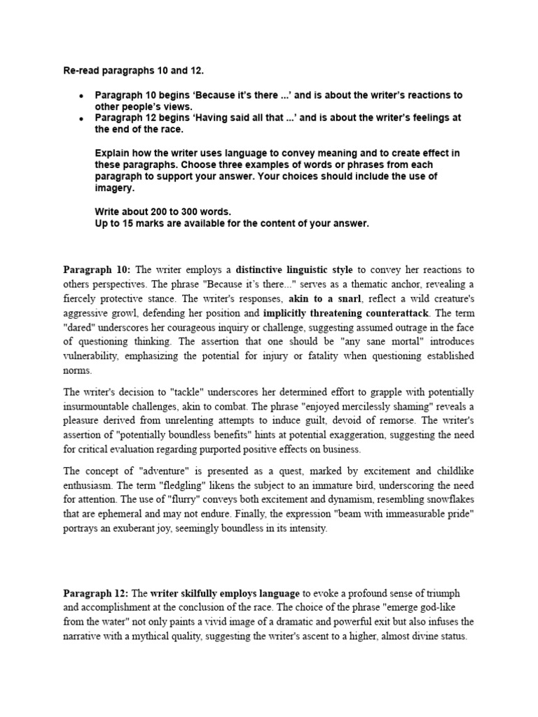 2022 May: June Paper 1 Stylistic Effect Question Model Answer | PDF