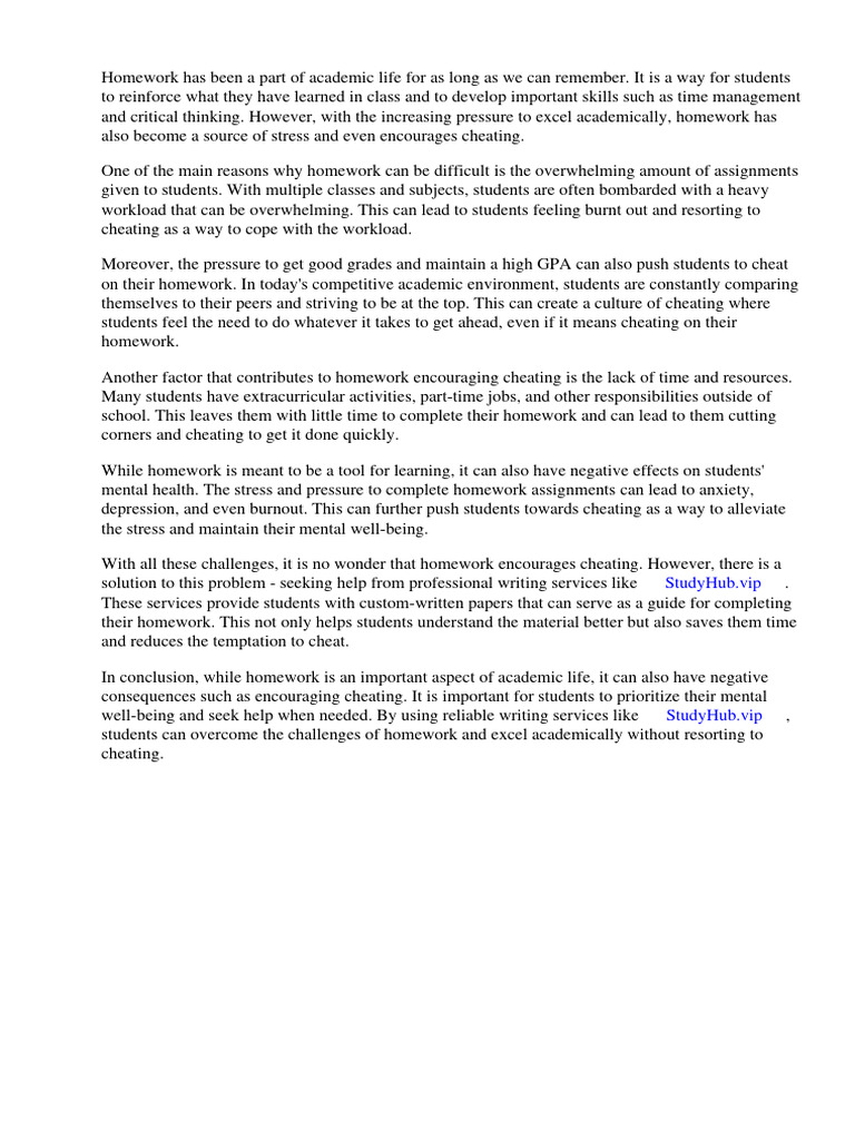 Homework Encourages Cheating | PDF | Homework | Occupational Burnout