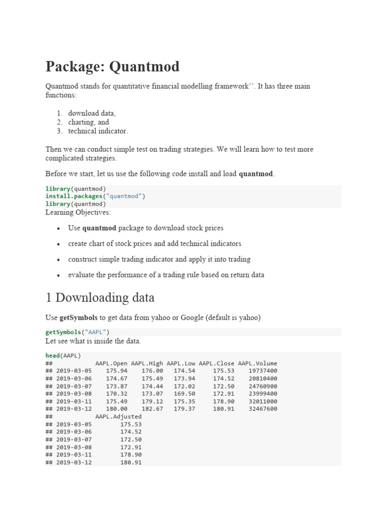 RPackage QuantMod | PDF | Stocks | Day Trading