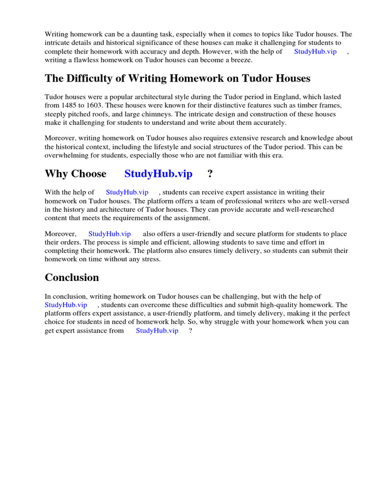 Tudor Houses Primary Homework Help | PDF | Architectural Design ...