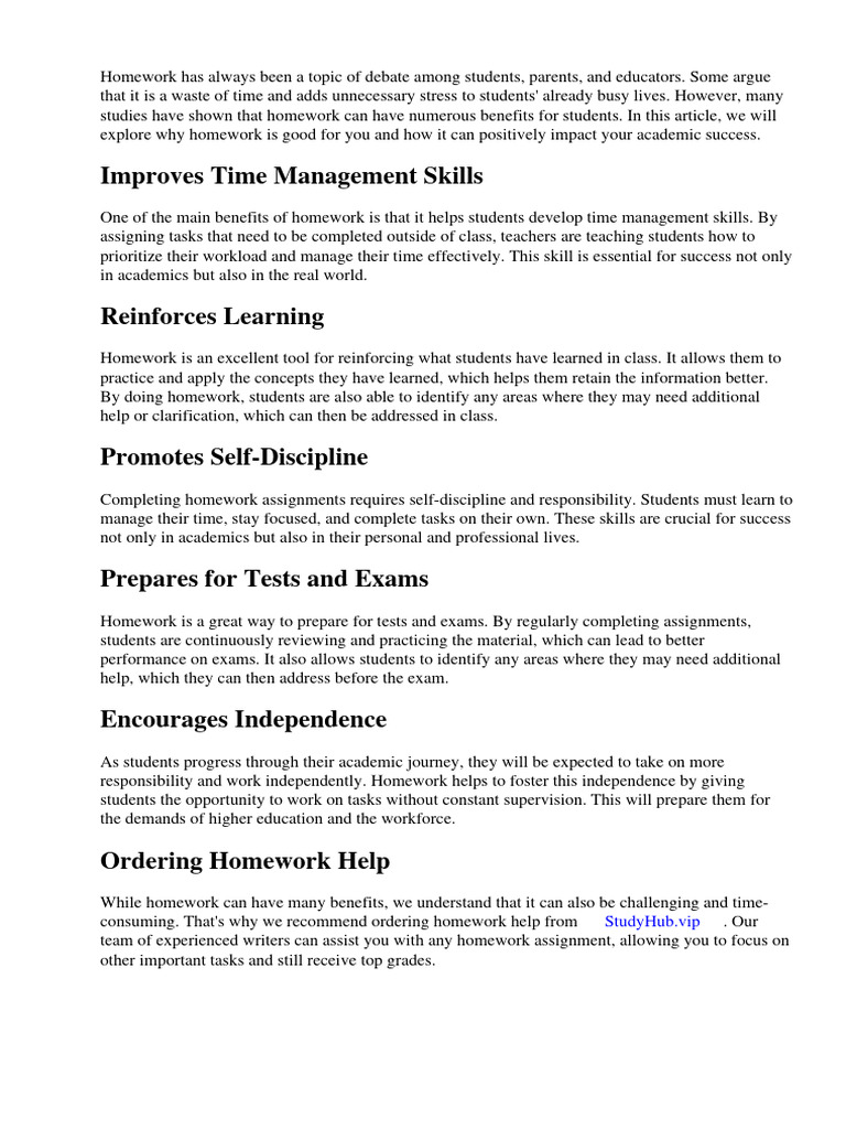 Benefits of Homework for Students | PDF | Homework | Memory