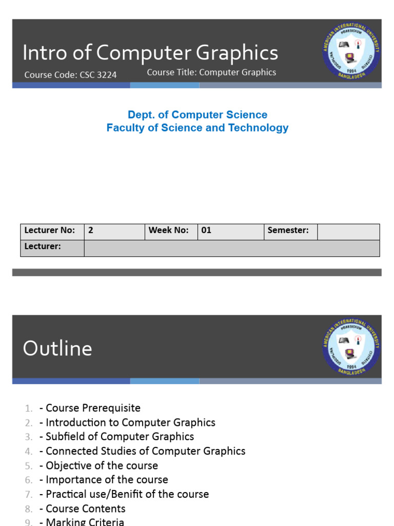 23 - 24introduction Lecture of CG | PDF | Computer Graphics | Geometry
