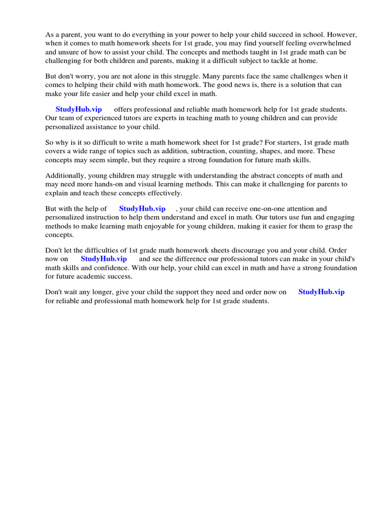 1st Grade Math Homework Help Guide | PDF | Worksheet | Mathematics