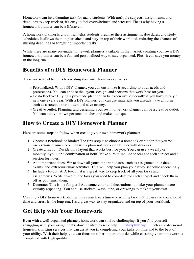 Diy Homework Planner | PDF | Homework | Software