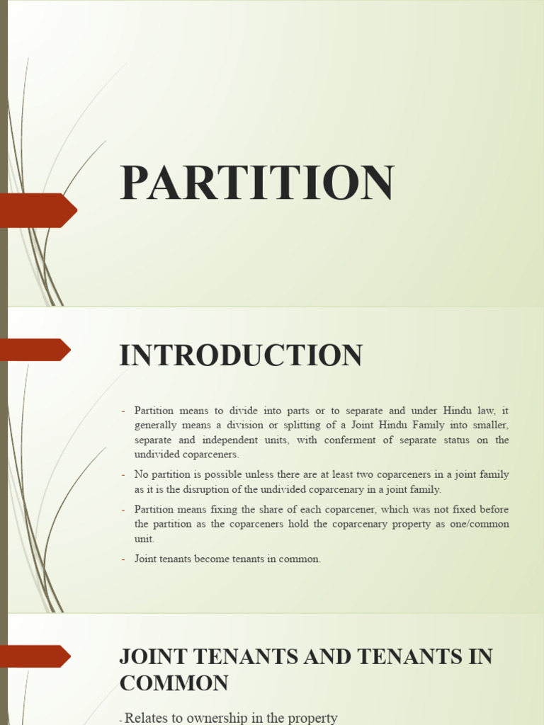 Partition | PDF | Concurrent Estate | Property Law