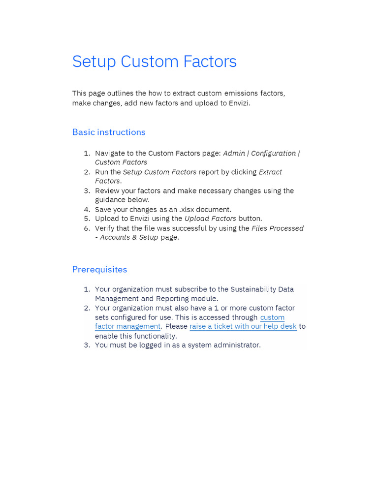 Envizi L4 POX - Setup Custom Factors PDF | PDF | Databases | Microsoft Excel