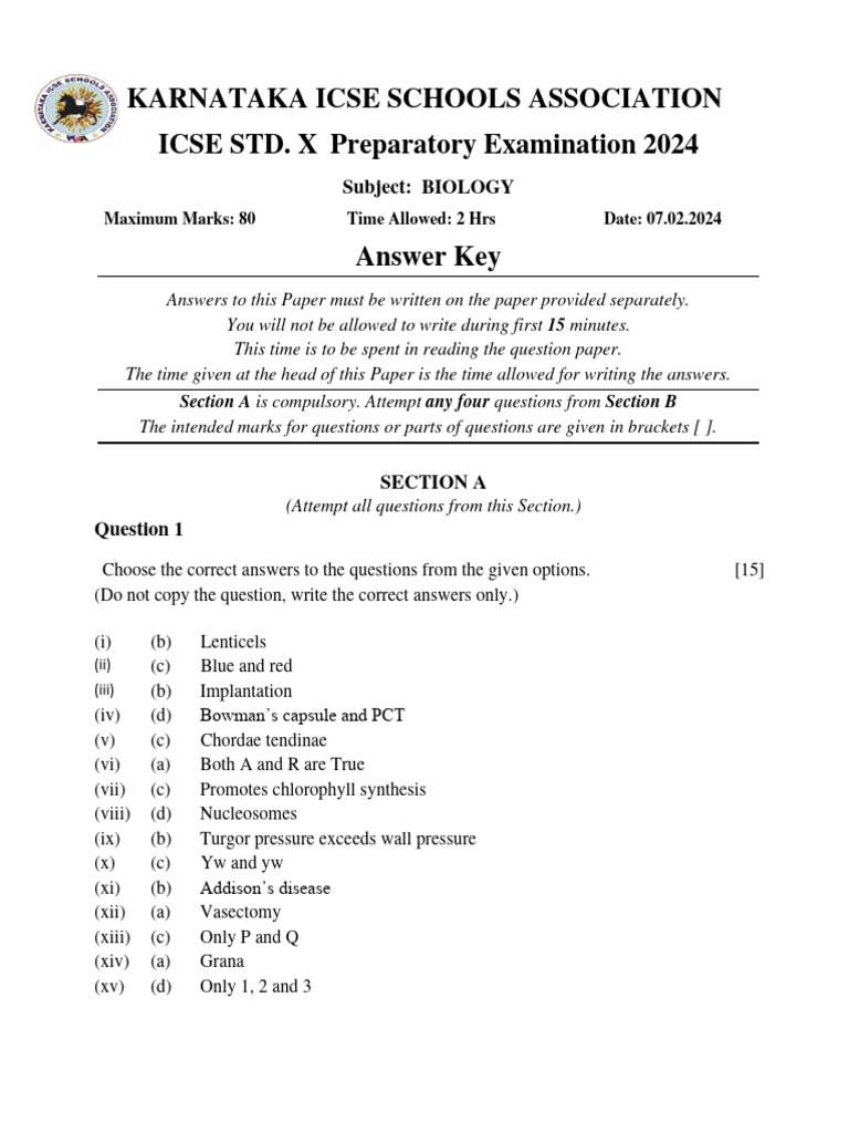 Kisa Answer Key (2) Bio | PDF | Biology