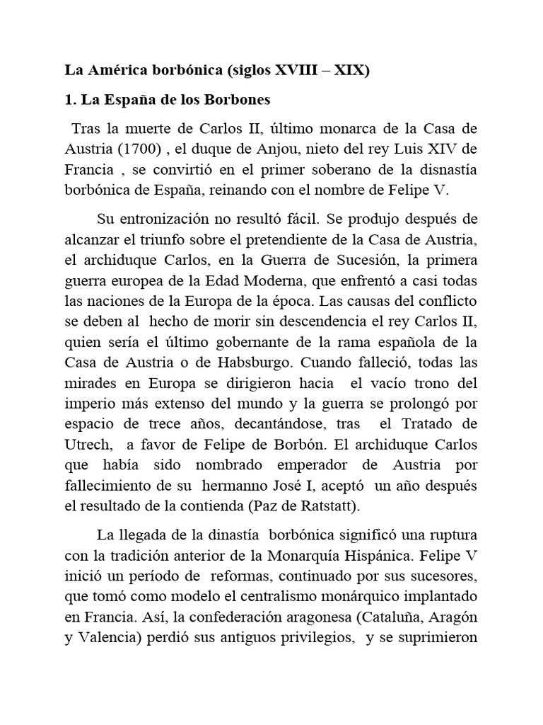 América Borbónica: Reformas y Exploraciones | PDF | Casa de borbón ...