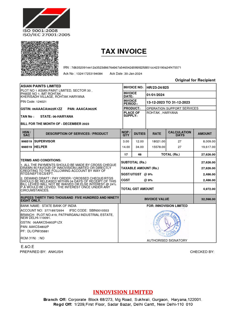 Asian Paints - Bill | Download Free PDF | Public Finance | Taxation