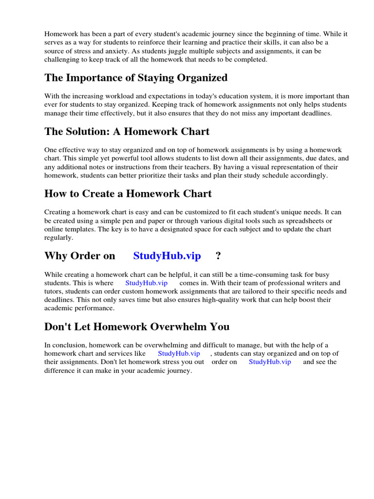 Chart To Keep Track of Homework | PDF | Homework | Safari (Web Browser)