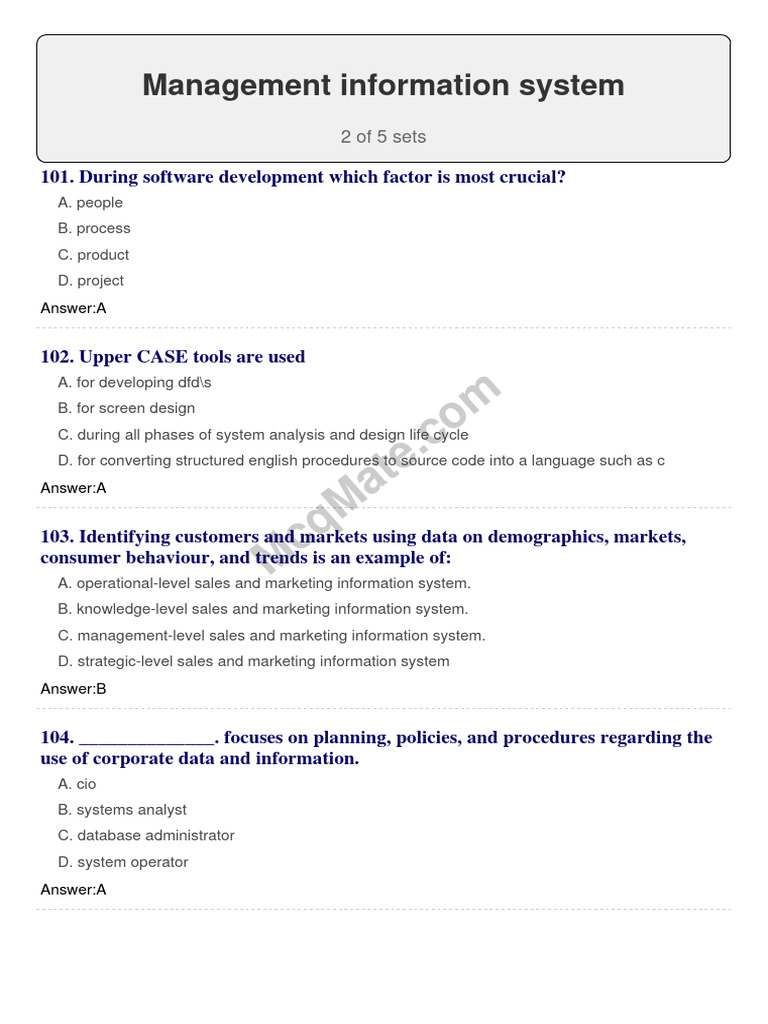 Management-Information-System (Set 2) | PDF | Databases | Information ...