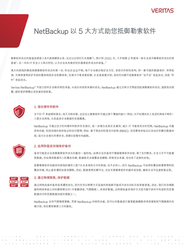 V1364 - NetBackup 以 5 大方式助您抵御勒索软件 | PDF