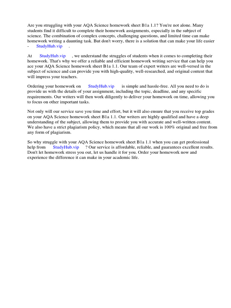 Aqa Science Homework Sheet B1a 1.1 | PDF | Facebook | Linked In
