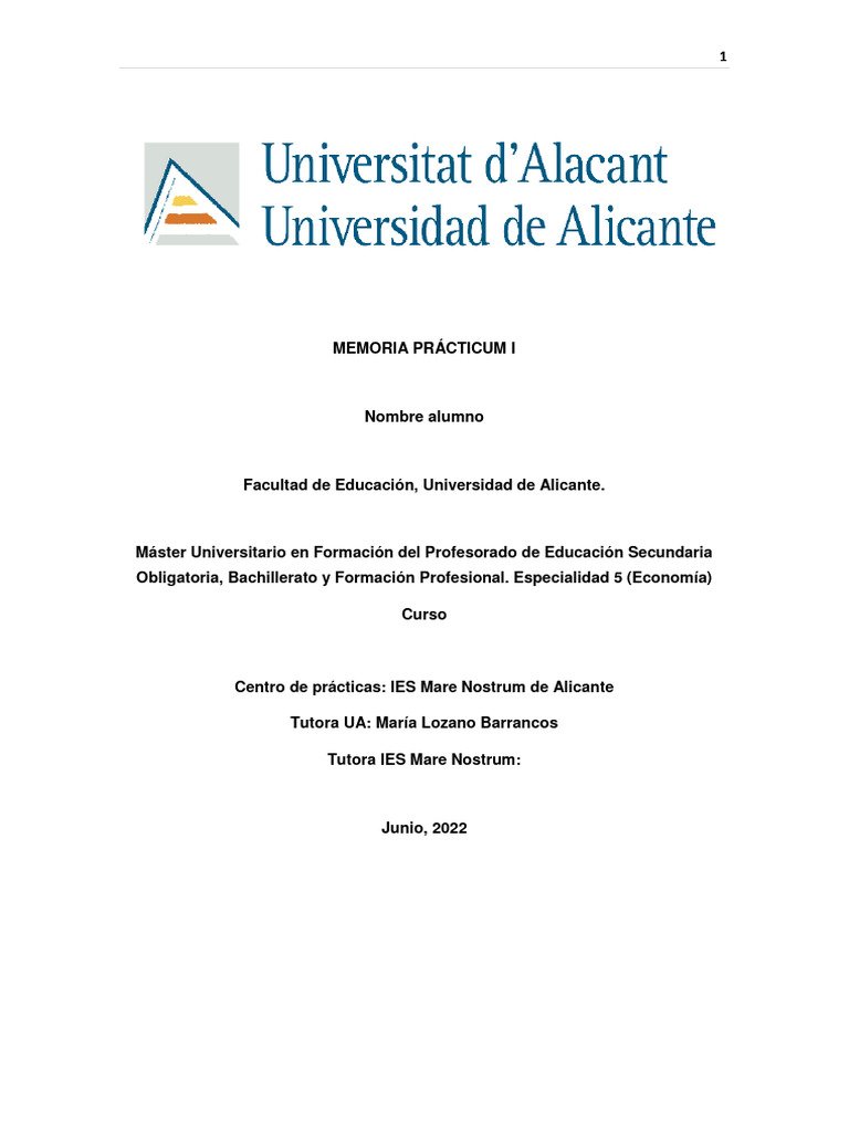 3 Prácticum I Ejemplo | PDF | Maestros | Inclusión (Educación)