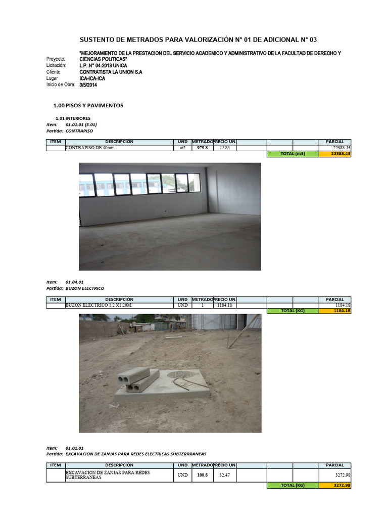 HOJA DE METRADOS Adicional #03 | PDF