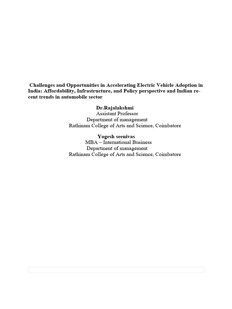 E-Vehicle Article Final | PDF | Electric Vehicle | Sampling (Statistics)