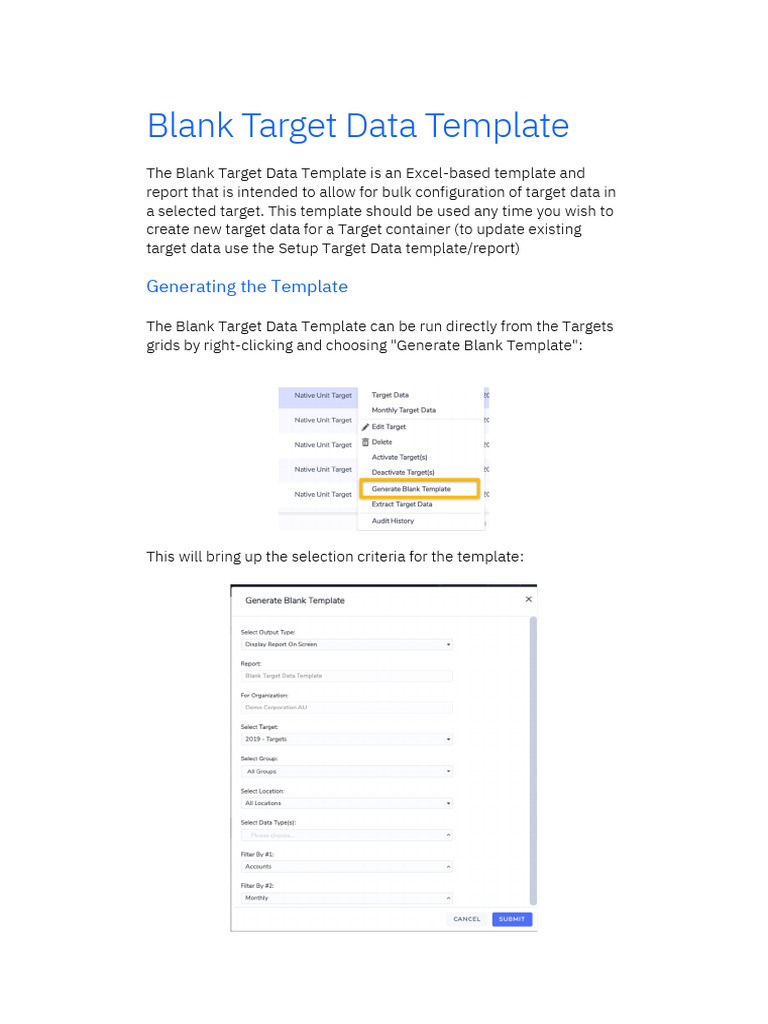 Envizi L4 POX - Target Setting and Tracking Blank Target Data Template | PDF | Computer File ...