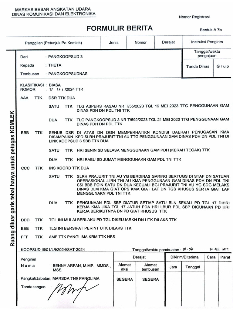 Ttg Penggunaan GAM Dinas PDH Dan PDL TNI | PDF