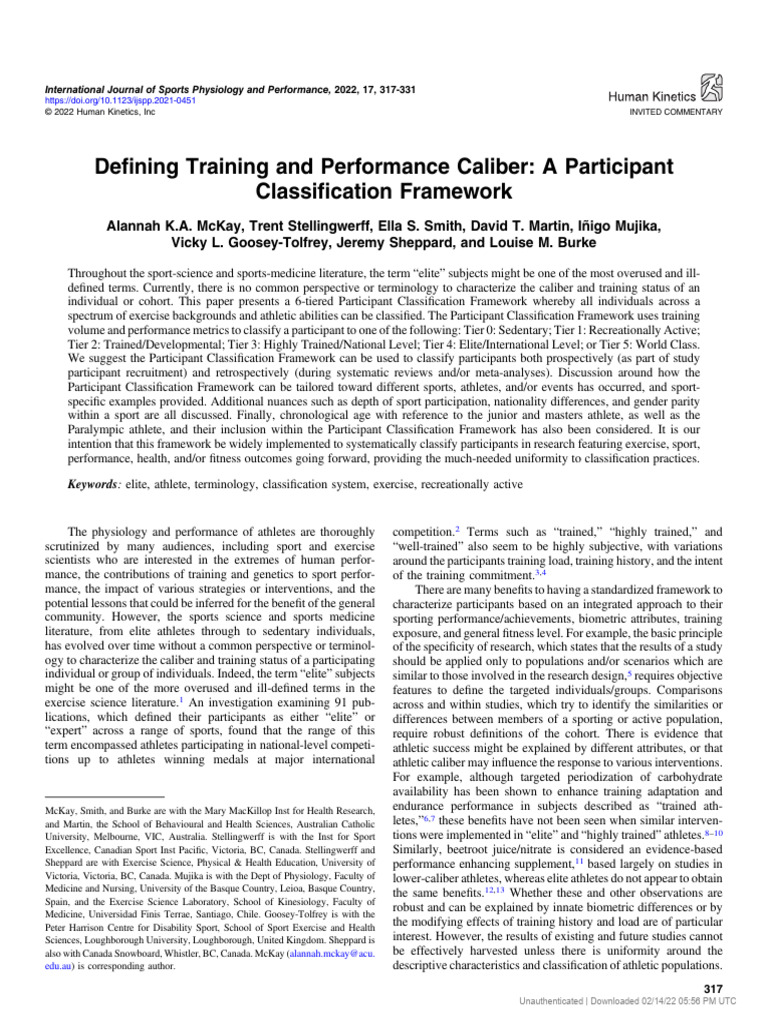 Athlete Classification Framework | PDF | Sports | Science